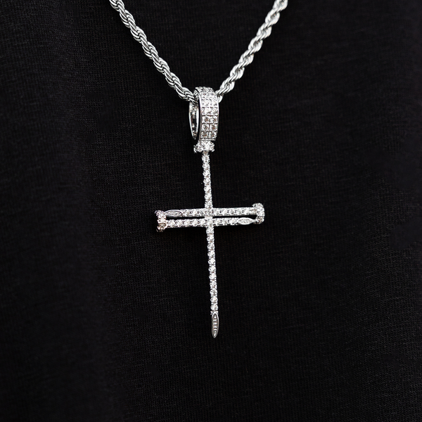The GLD Shop - Iced Nail Cross Pendant in White Gold - Military & First ...