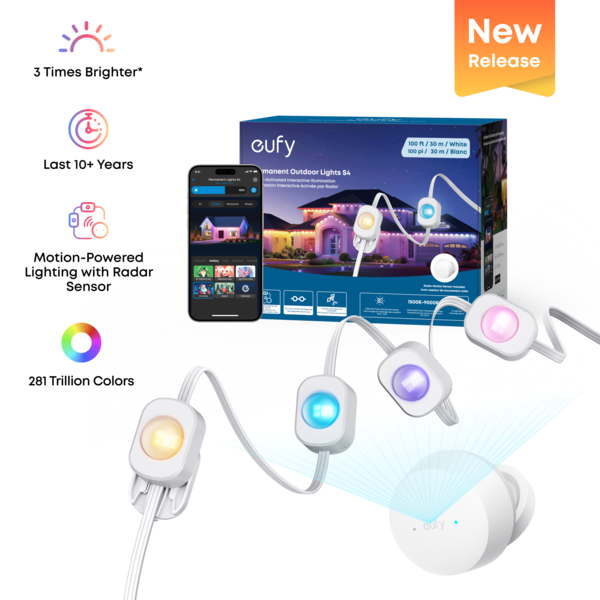 eufy - eufy Permanent Outdoor Lights S4 (100ft with 72 LED Lights ...