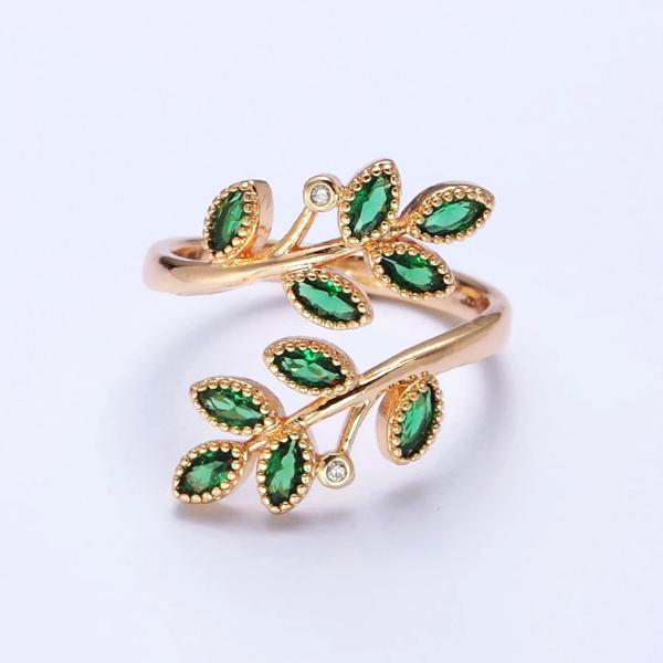 Happy Goods Unlimited - Green Leaf Adjustable Gold Ring - Military ...