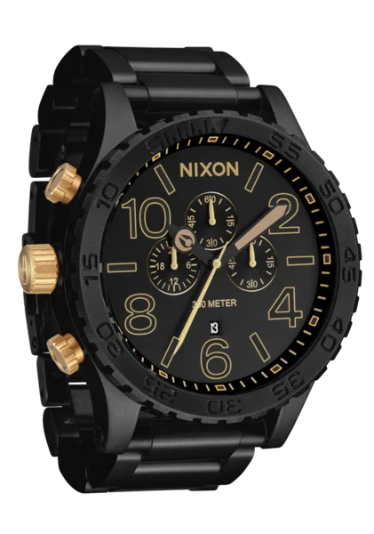 Nixon - Men's 51-30 Chrono Watch - Matte Black / Gold - Military & Gov't Discounts | GOVX