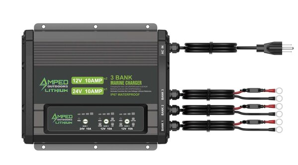 Amped Outdoors - Amped Outdoors 3 Bank 12V/24V On-Board Battery Charger ...