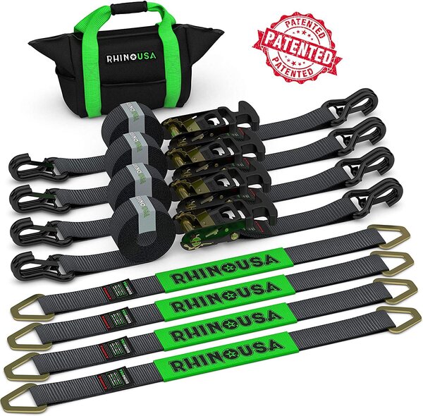 Rhino USA - 2" x 8' Vehicle Tie-Down Kit (J-Hooks) - Military & First ...