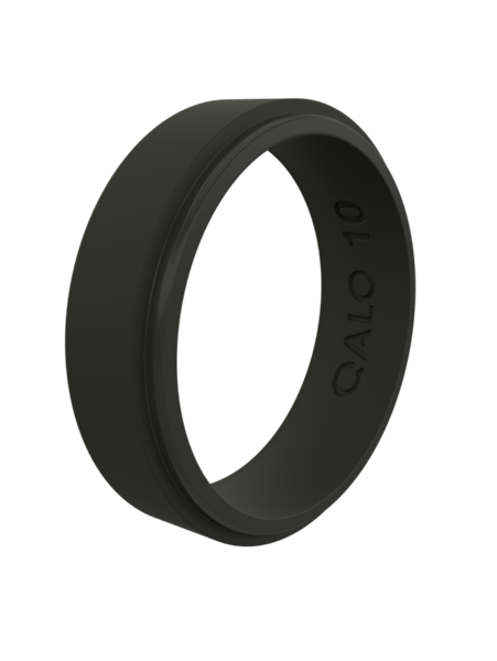 QALO - Men's Narrow Polished Step Edge Silicone Ring - Military & First ...